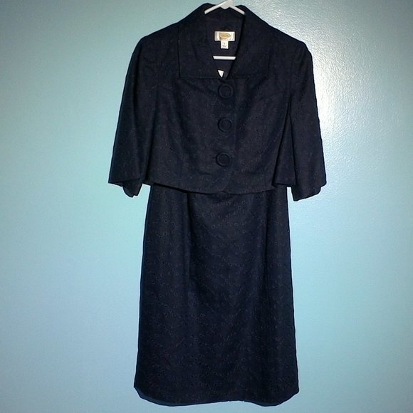Talbots | Dresses | Talbots Petites Navy Blue Size 8 Dress And Jacket ...